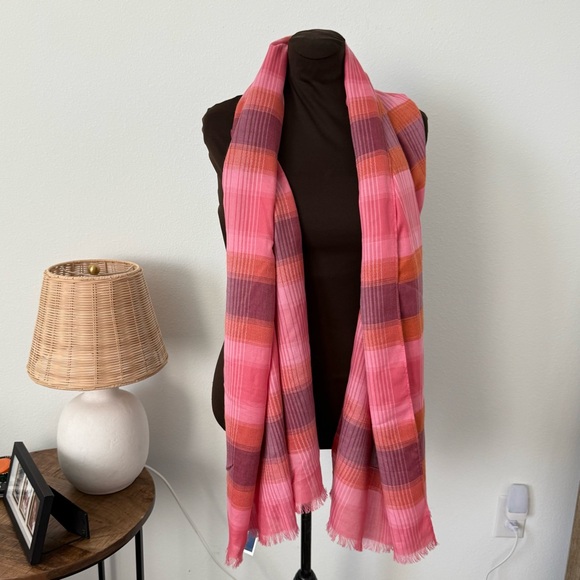 Talbots | Accessories | Talbots Scarf Wrap Pink And Orange Plaid ...
